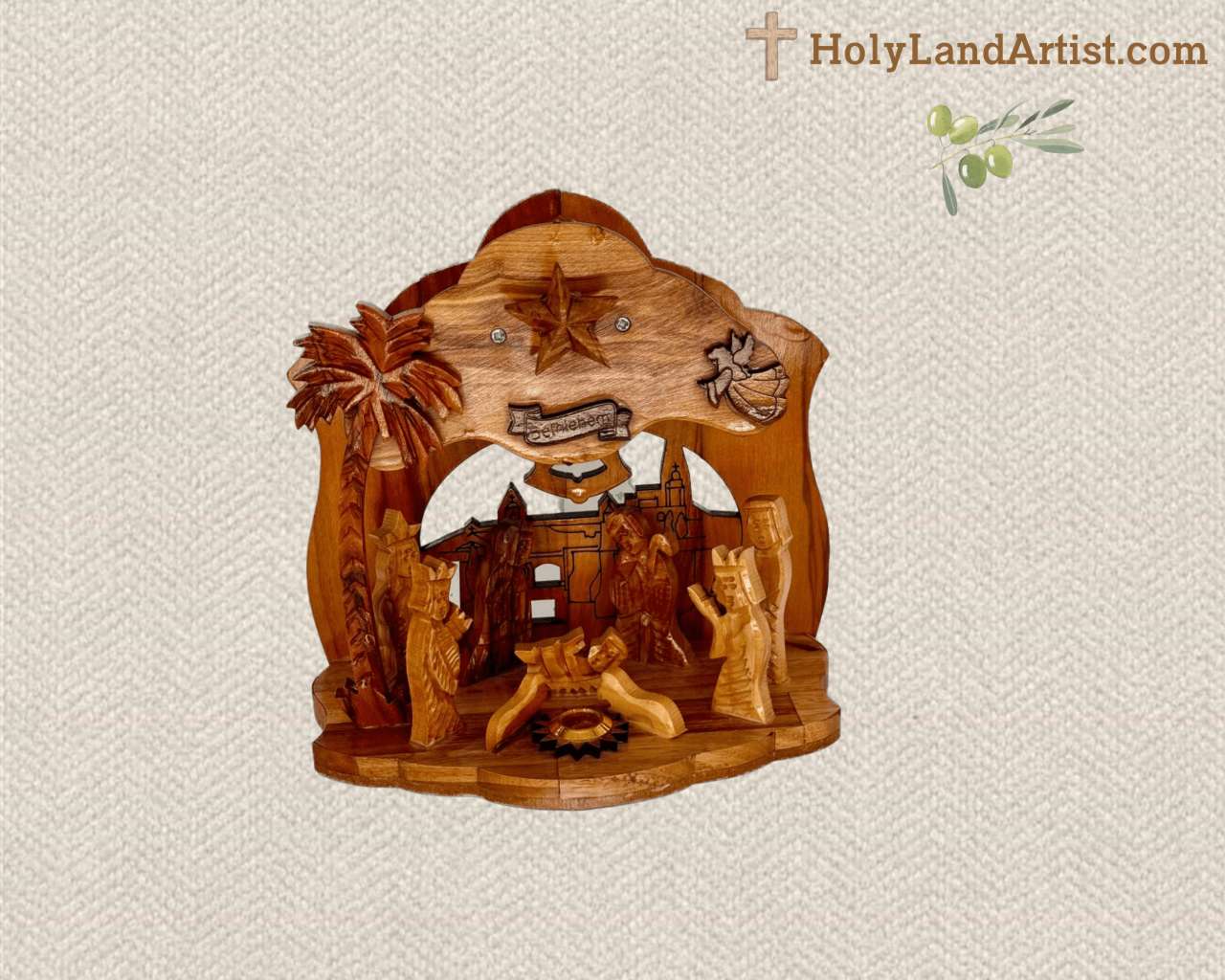Nativity Set with Music Box | Holy Land Artist